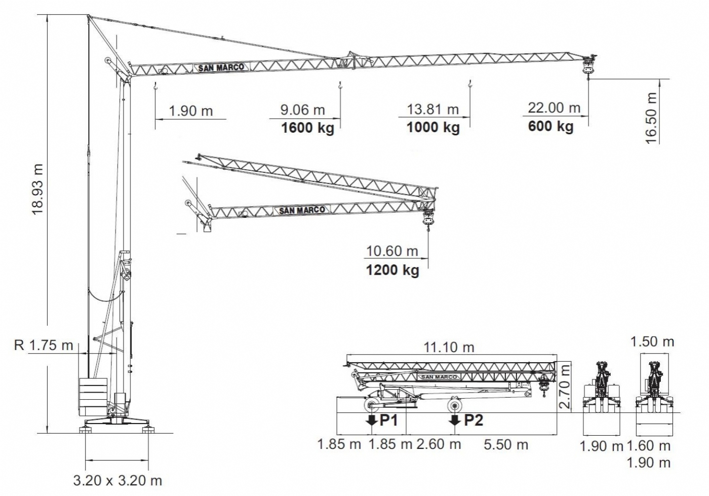 Nuovo Gru Gru automontanti idrauliche Gru automontante idraulica SAN ...